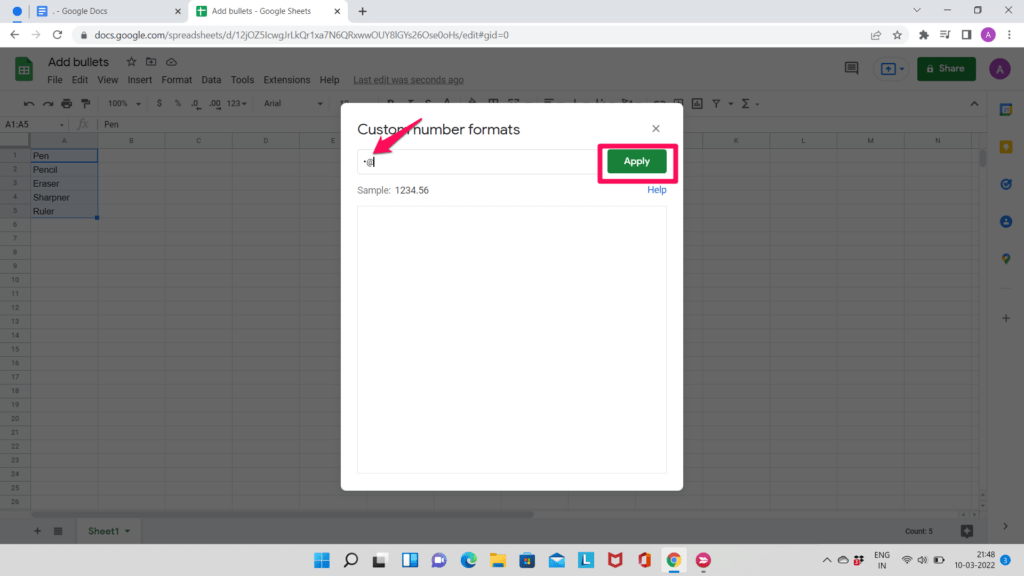 How to Add Custom Bullets in Google Sheets?