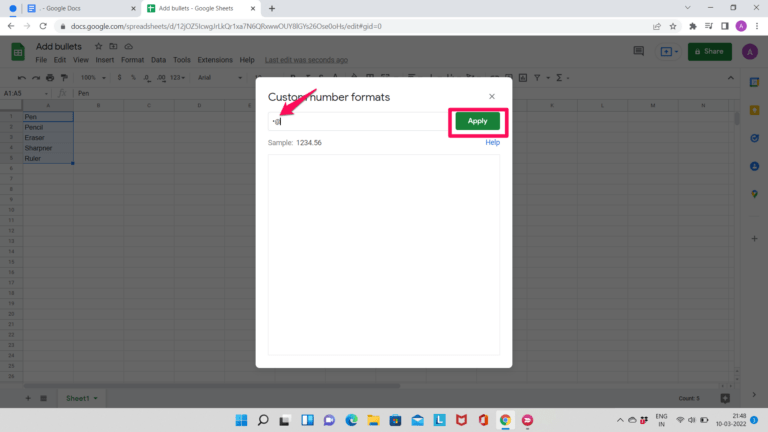 How to Add Custom Bullets in Google Sheets?