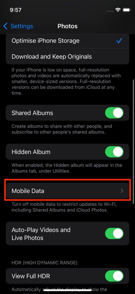 How to Stop iCloud Photos Backup on Mobile Data?
