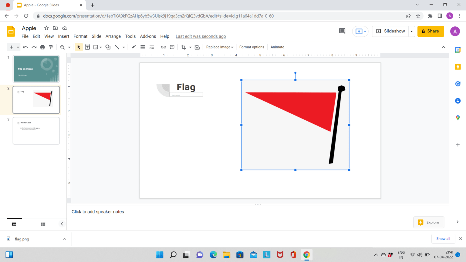 How to Flip Image in Google Slides?