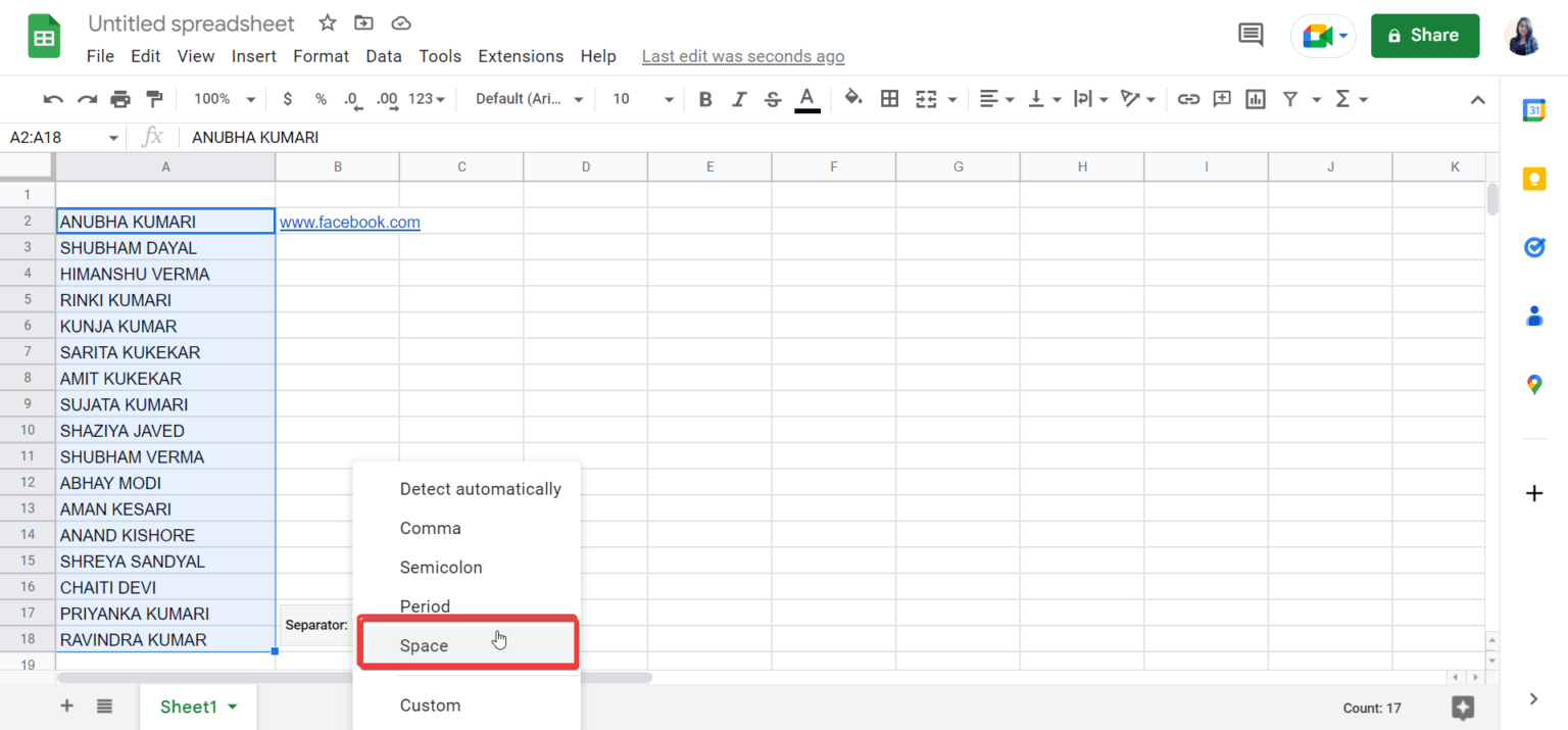 Split Text to Columns in Google Sheets: Split Data to Columns