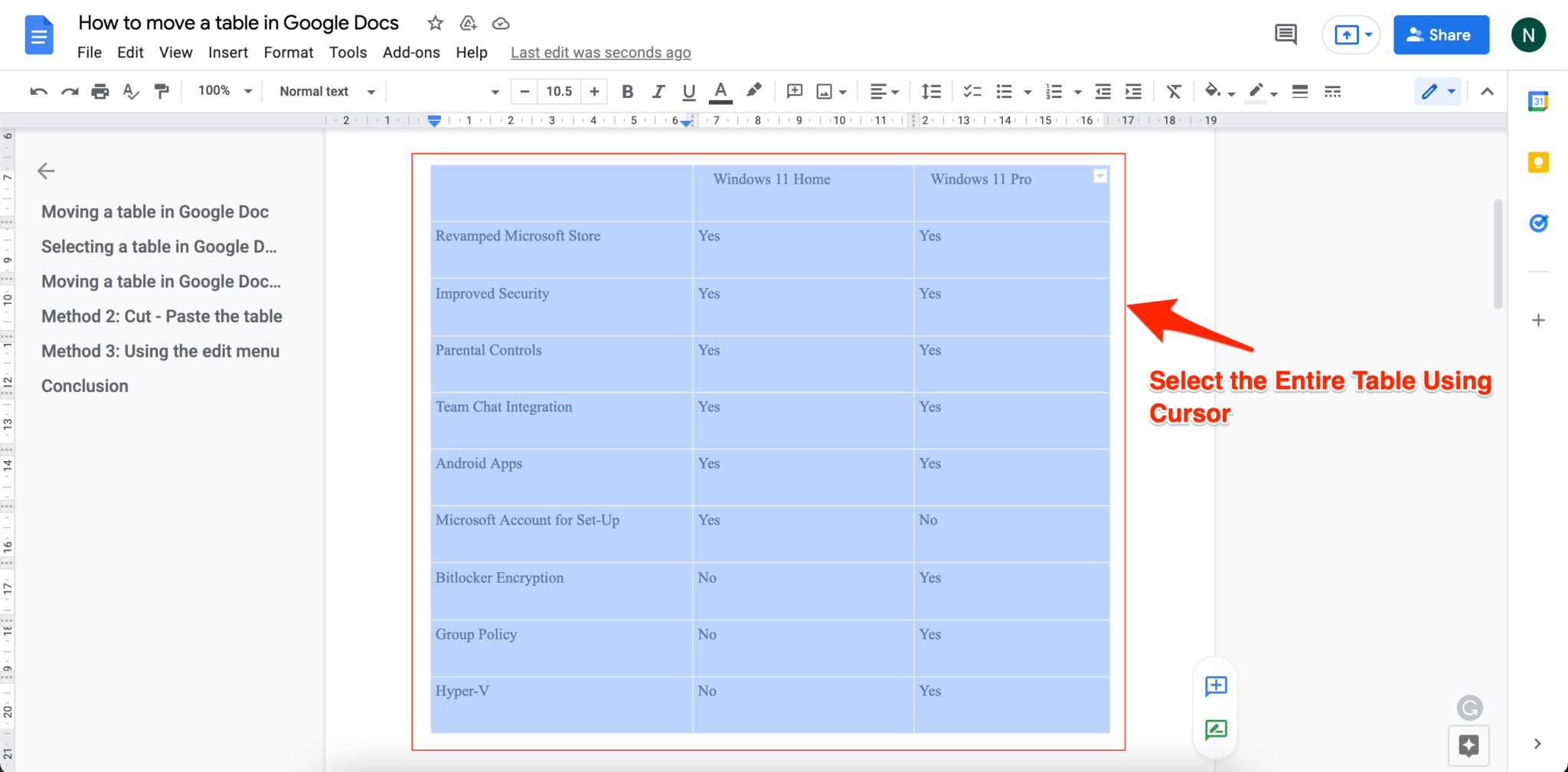 How to Move Table in Google Docs in 2025?