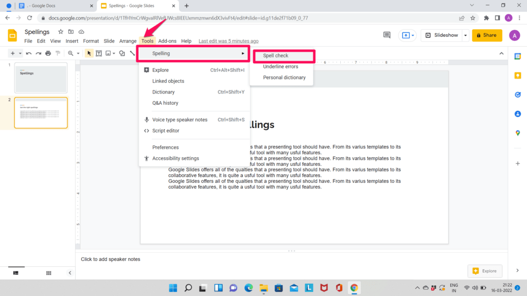 How to Use Spell Check in Google Slides?