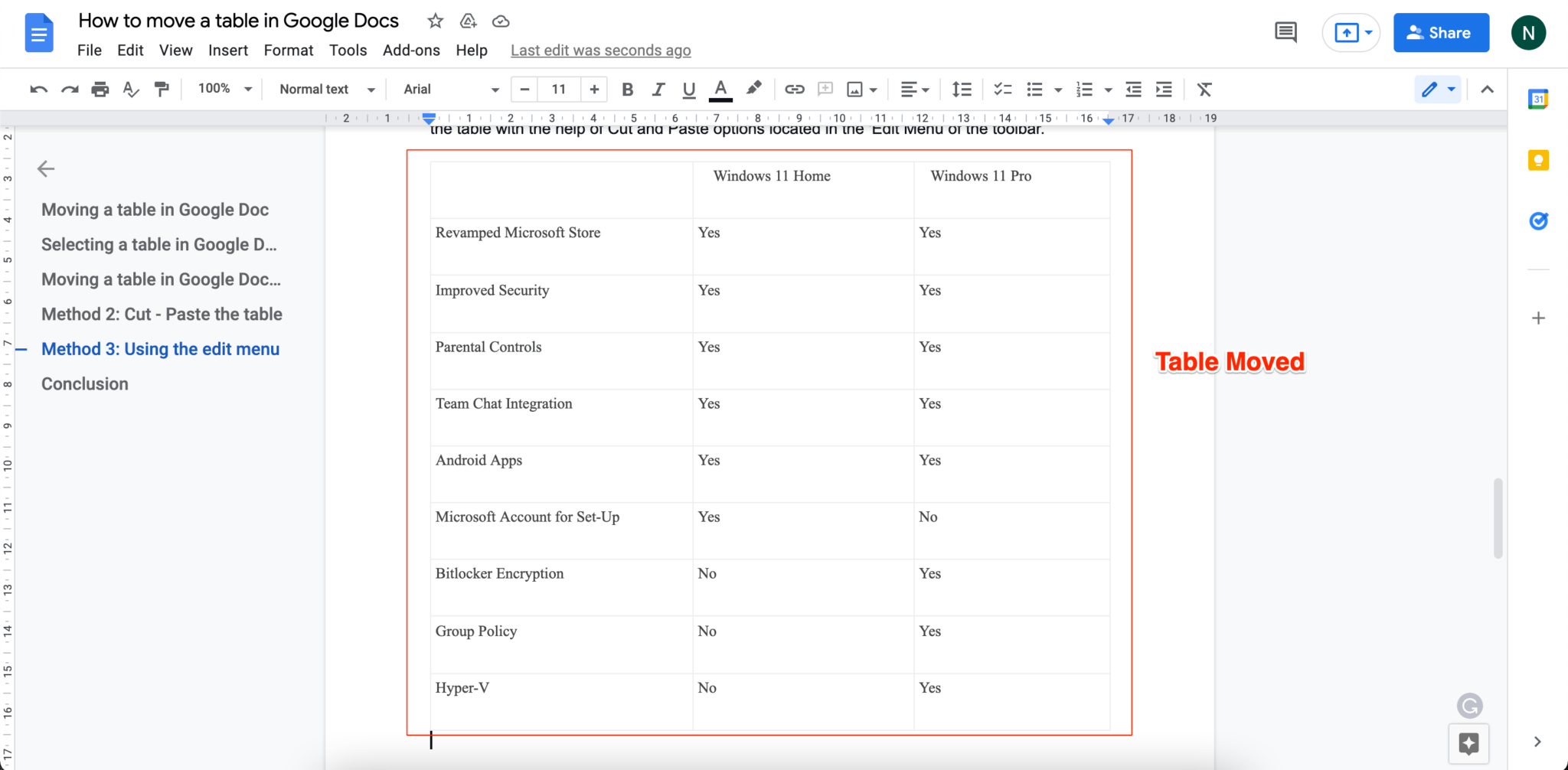 How to Move Table in Google Docs in 2025?