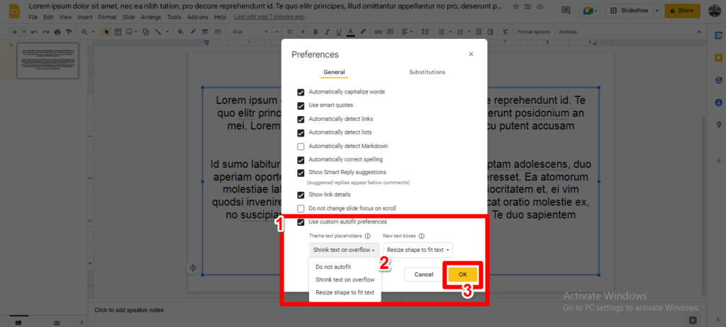 How to Fit the Text in Text Boxes on Google Slides?